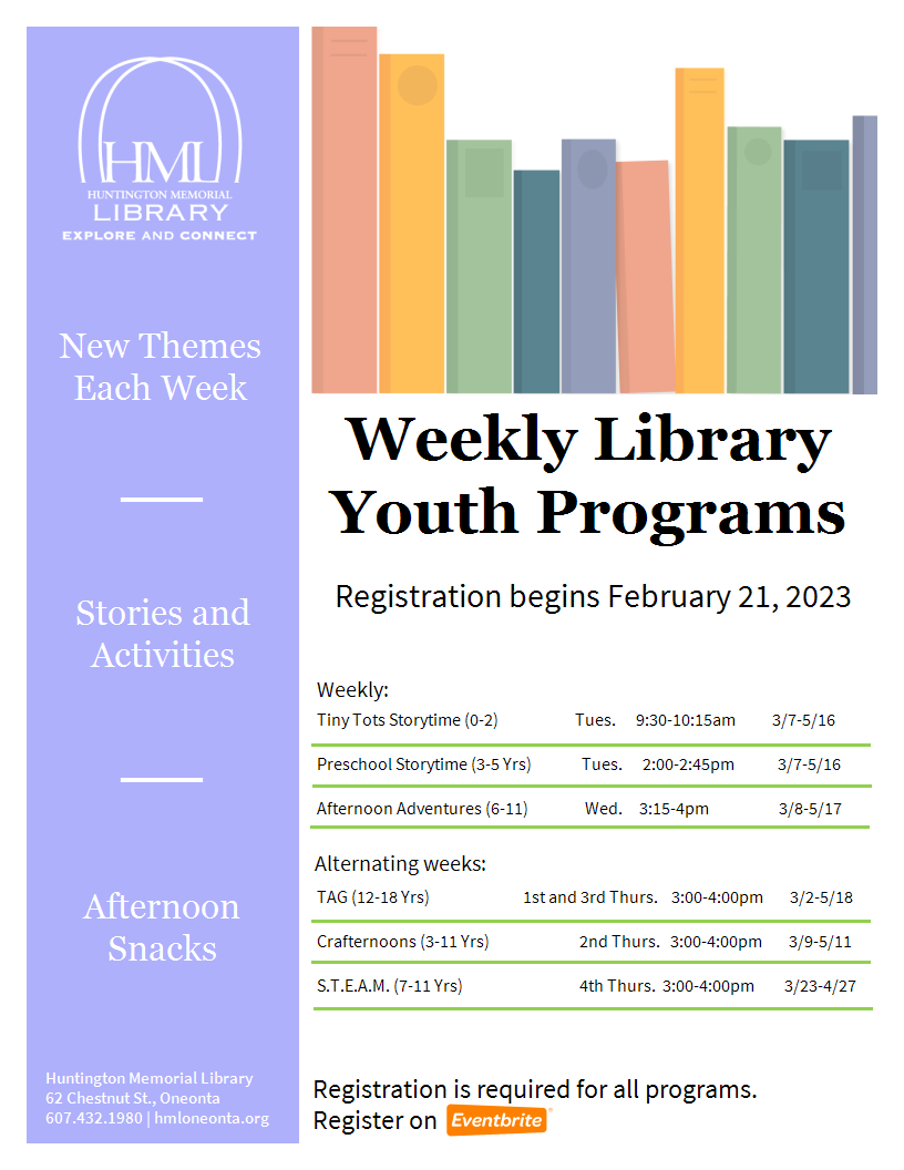 Youth Programs - Public Library | Oneonta, New York | Huntington ...