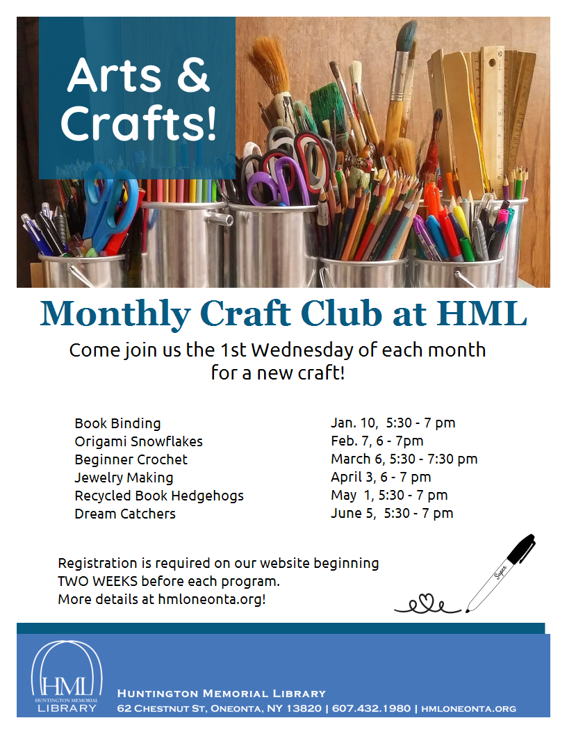 Adult Programs - Public Library | Oneonta, New York | Huntington ...
