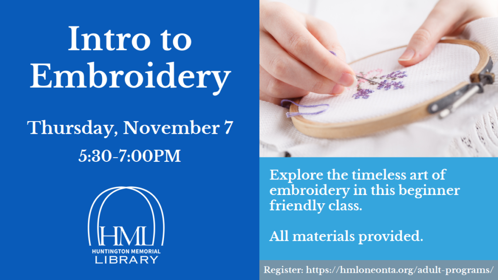 Adult Programs - Public Library | Oneonta, New York | Huntington ...